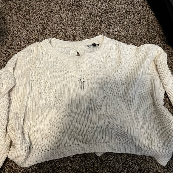 Sweaters | Express Cream Sweater With Designed Back | Poshmark